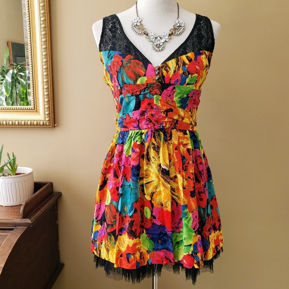 Alythea | Dresses | Alythea Floral Fit And Flare Tulle Lined Lace Party ...